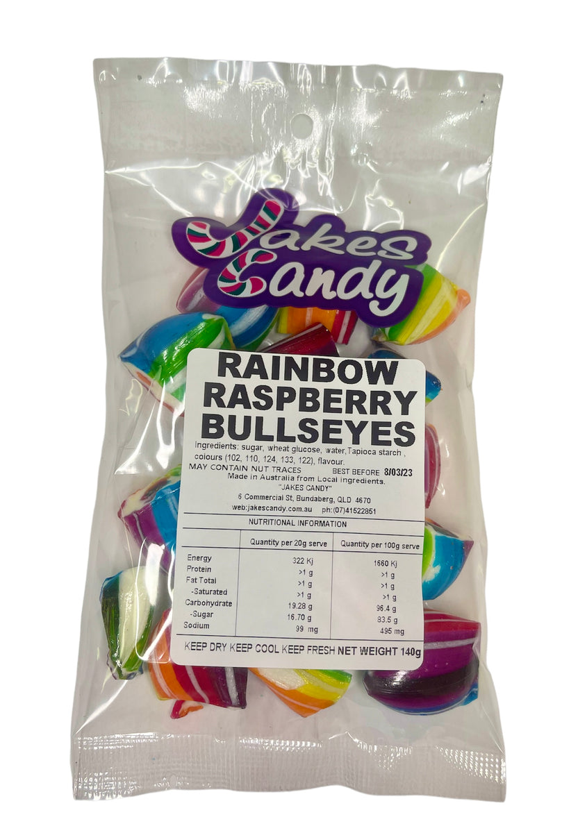 Jakes Candy Rainbow Raspberry Bullseyes – Great Aussie Sweet Company